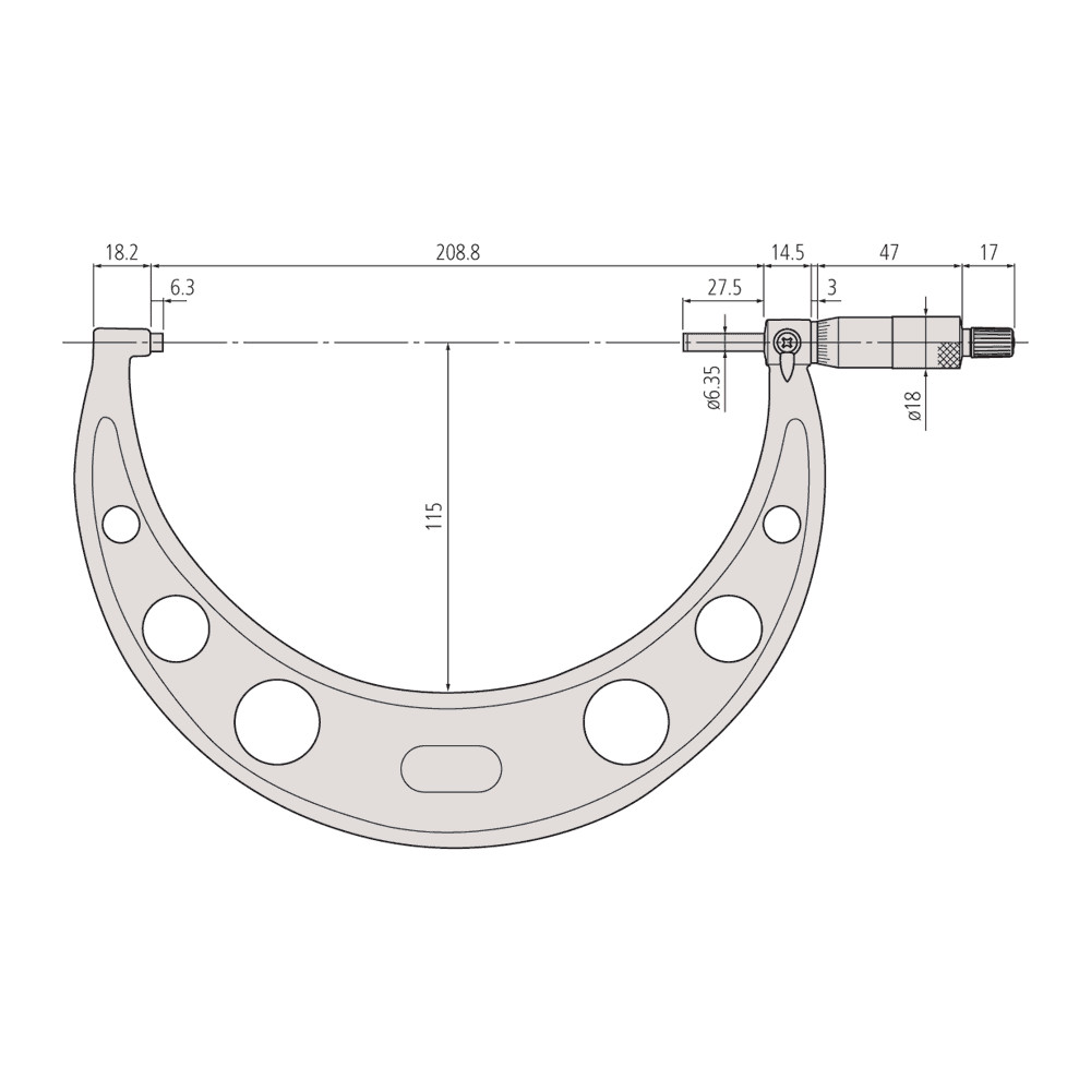 Mitutoyo 103-184 Outside Micrometer With Ratchet Stop, Range 7-8 Inch ...