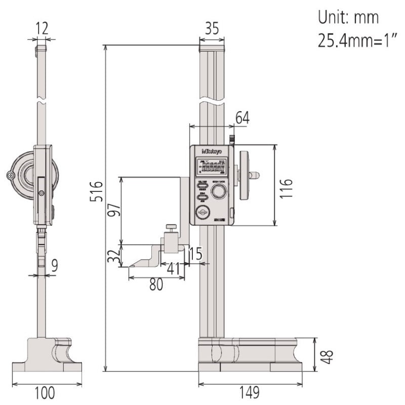 Mitutoyo 570-412 Absolute Digimatic Height Gauge, Range 0-12"/0-300mm ...