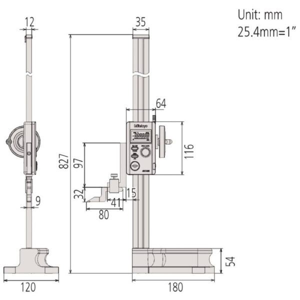 Mitutoyo 570-414 Absolute Digimatic Height Gauge, Range 0-24"/0-600mm ...